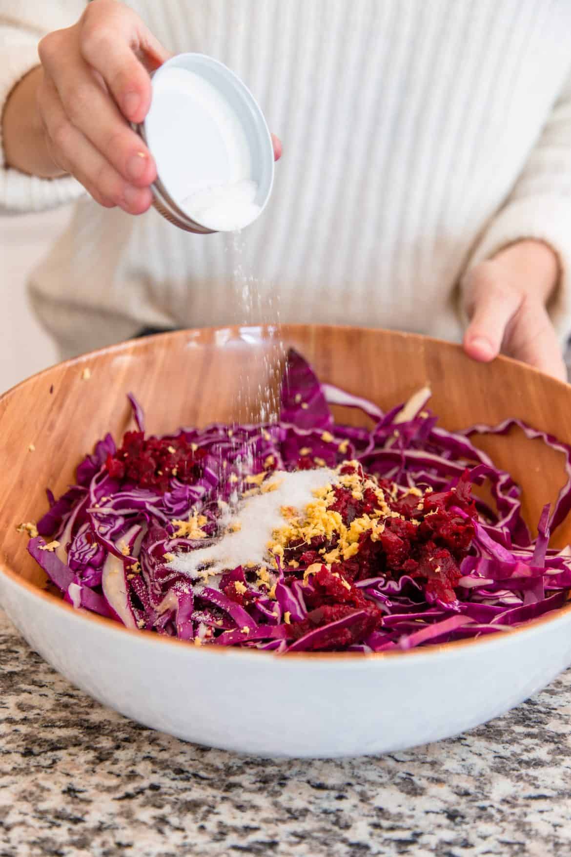 Fermented Beet and Red Cabbage Sauerkraut • Cultured Guru