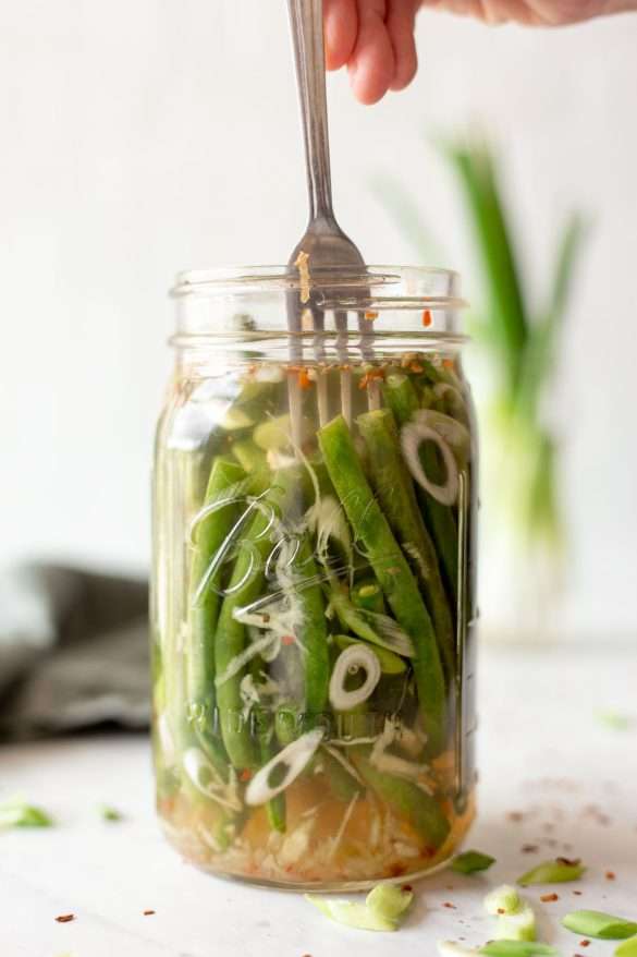 The Best Fermented Green Beans with Ginger and Scallions