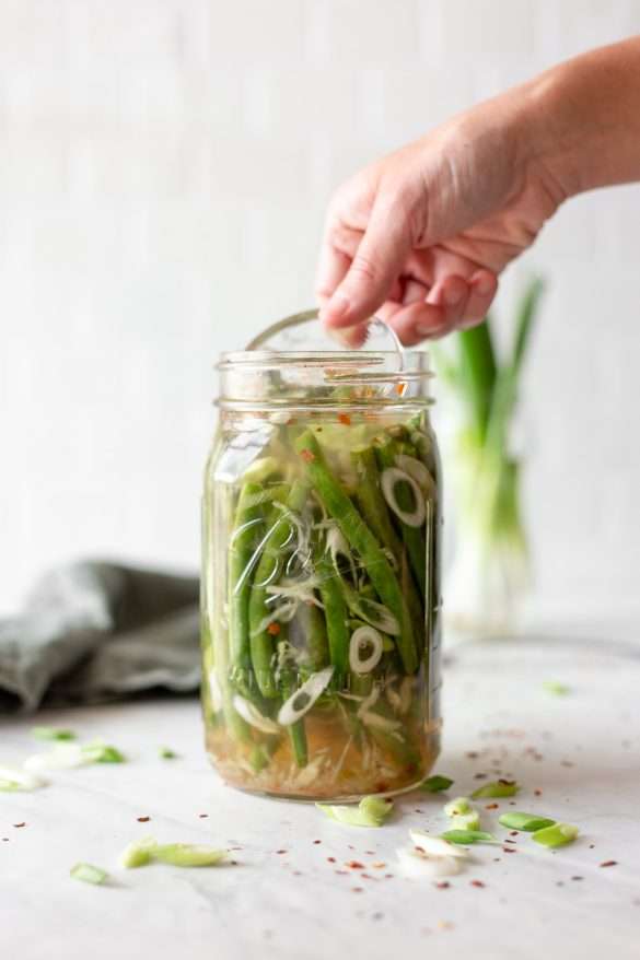 The Best Fermented Green Beans with Ginger and Scallions