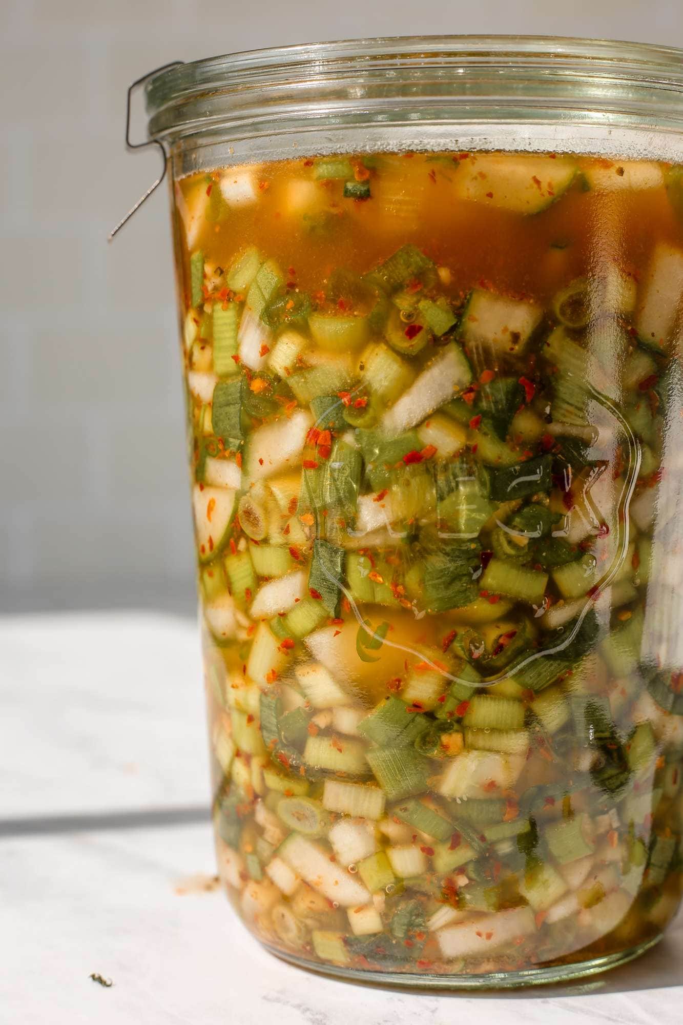 Green Onion Kimchi Inspired Fermented Relish • Cultured Guru