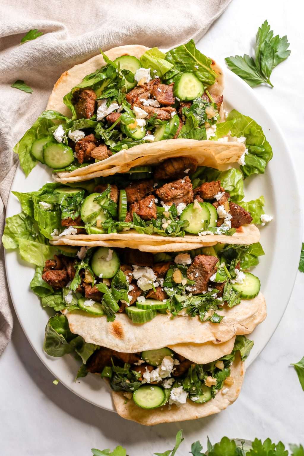 Lamb Tacos with Fermented Lemon Chermoula and Feta