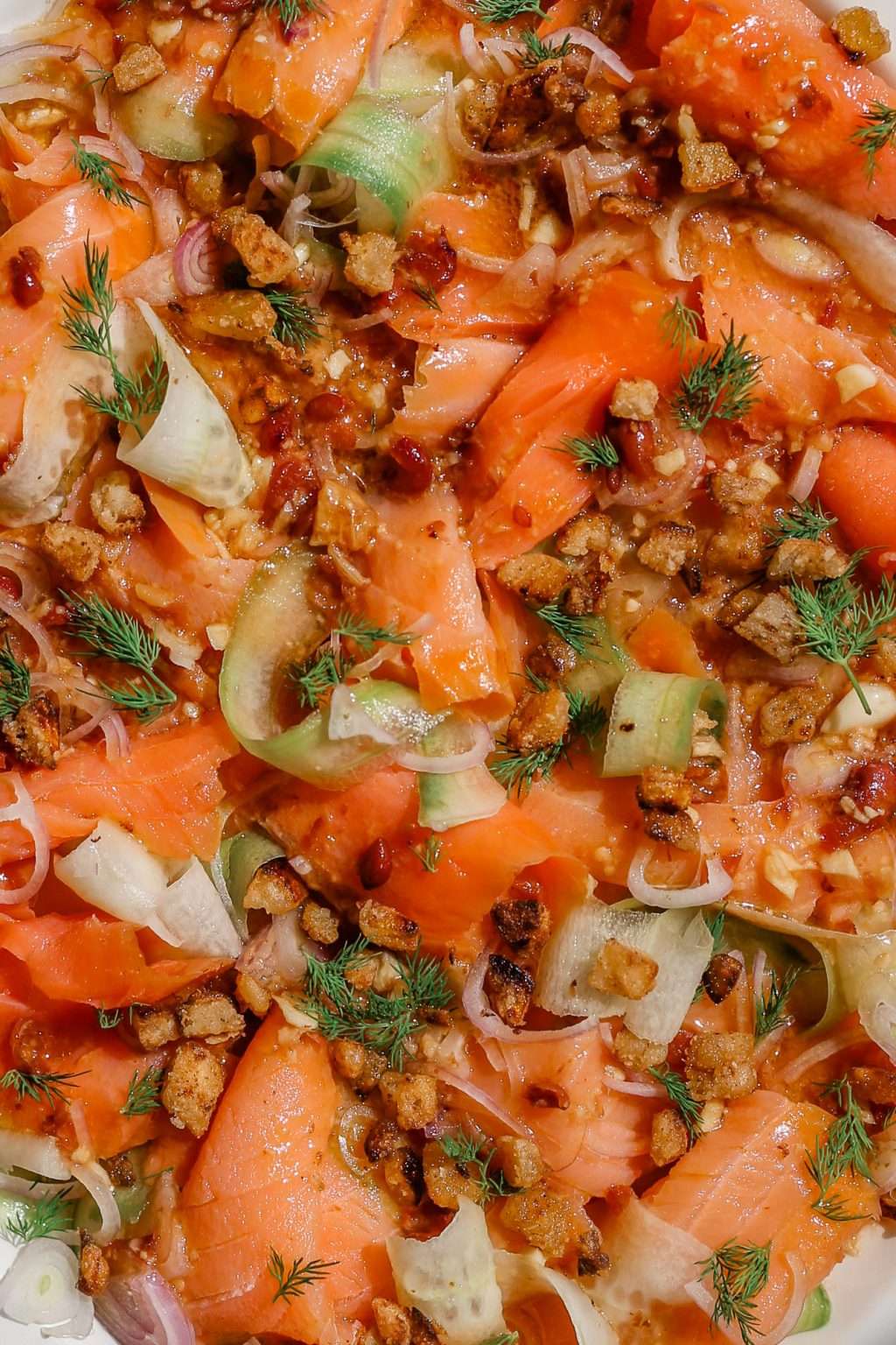 Smoked Salmon Carpaccio with Miso and Crispy Fermented Lemon