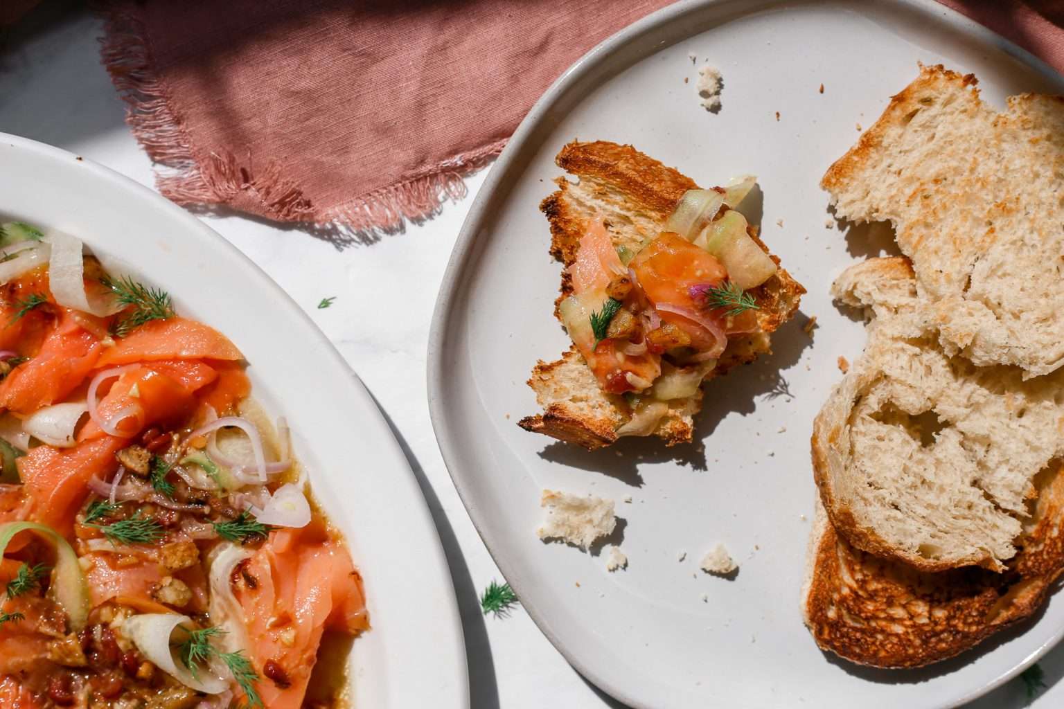 Smoked Salmon Carpaccio with Miso and Crispy Fermented Lemon