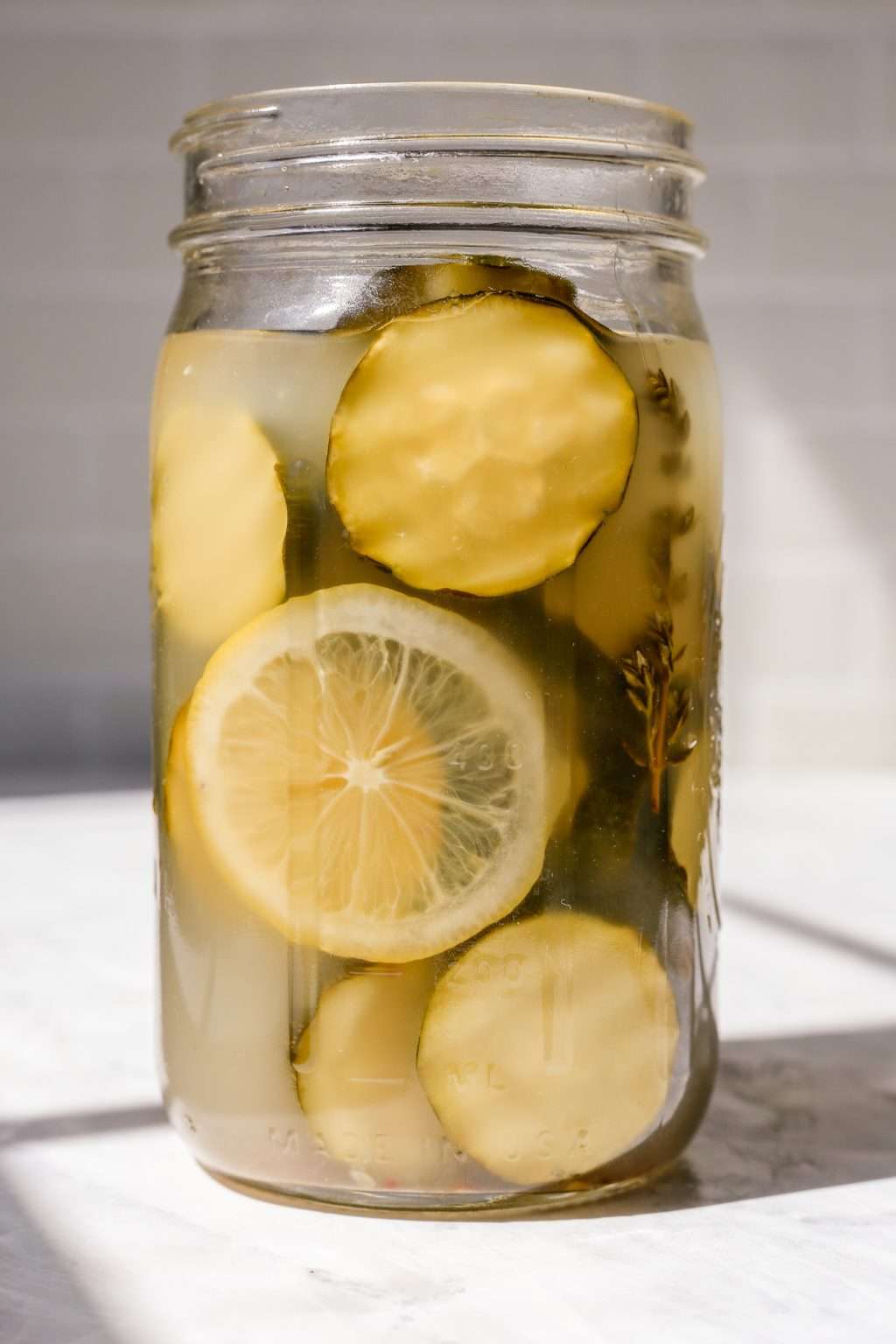 Easy Fermented Zucchini Pickles with Thyme and Lemon