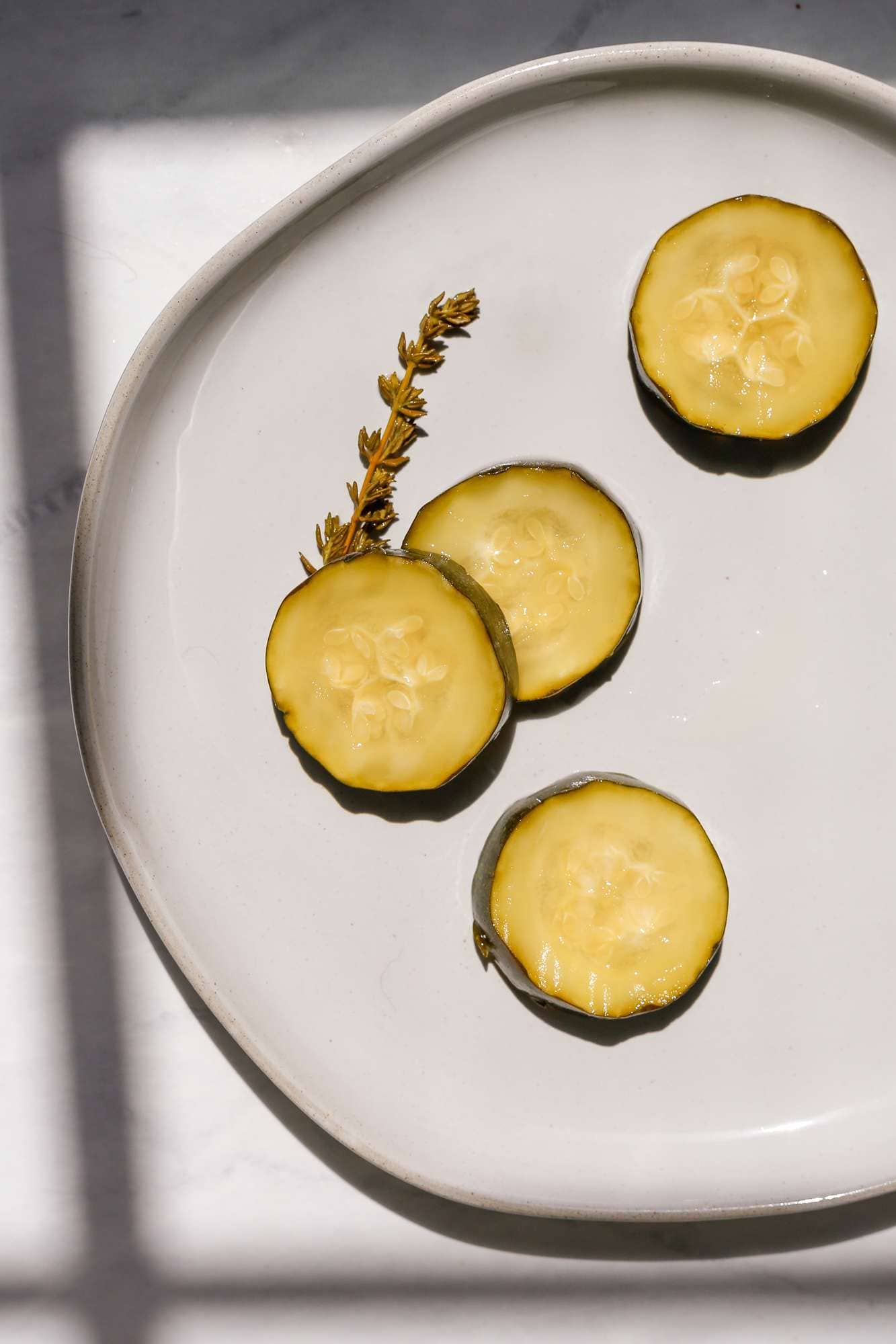 Easy Fermented Zucchini Pickles with Thyme and Lemon