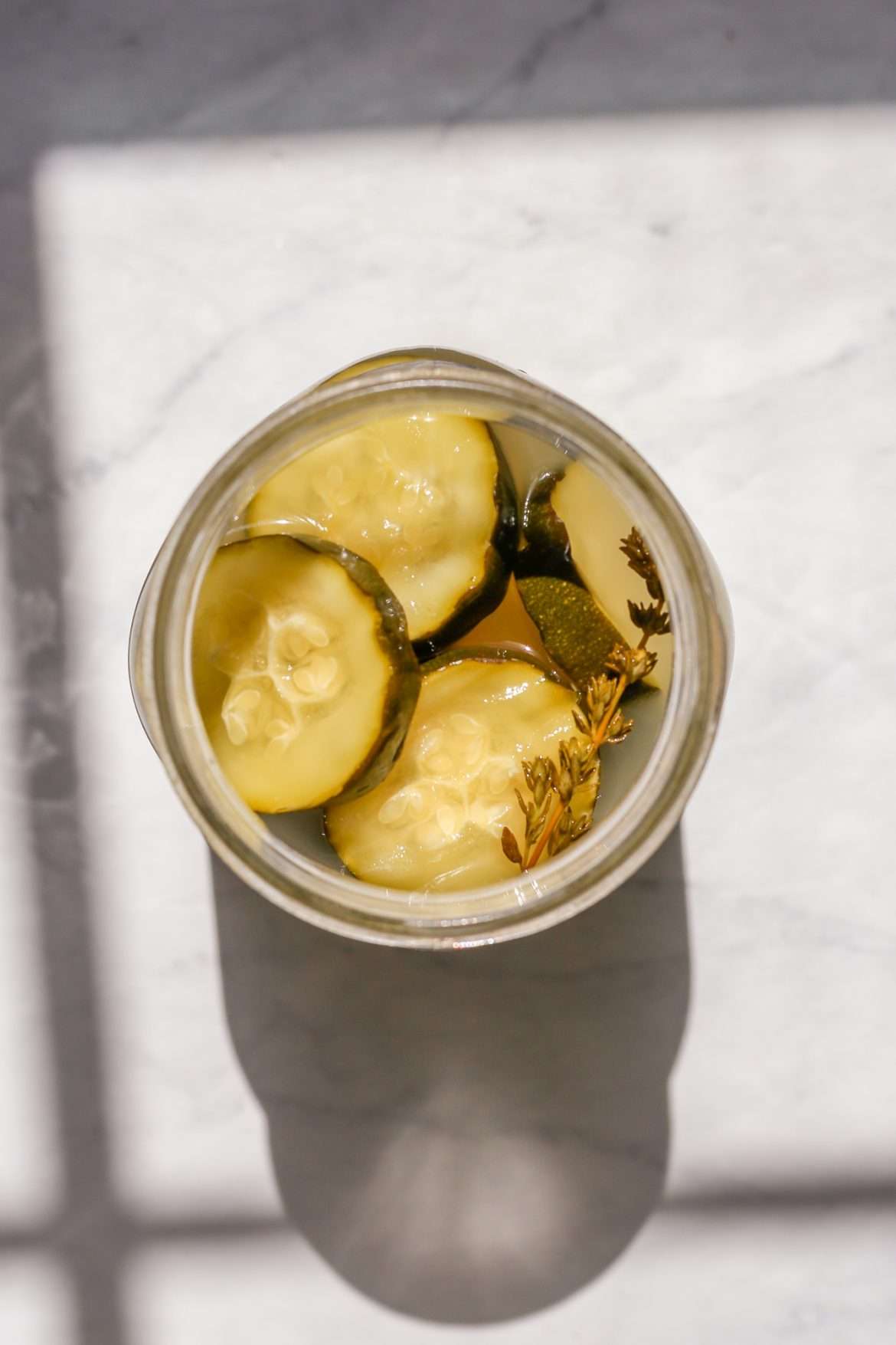 Easy Fermented Zucchini Pickles with Thyme and Lemon