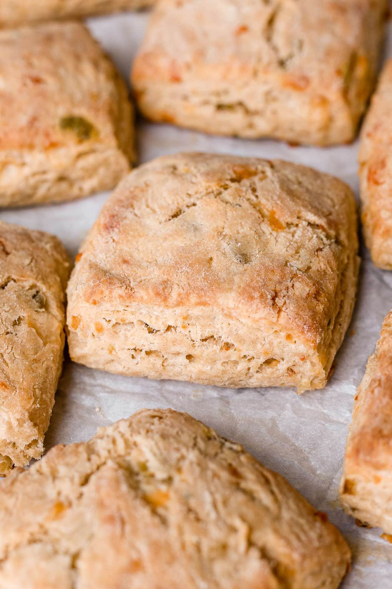 Sourdough Kimchi Cheddar Biscuits with Green Onion Kimchi