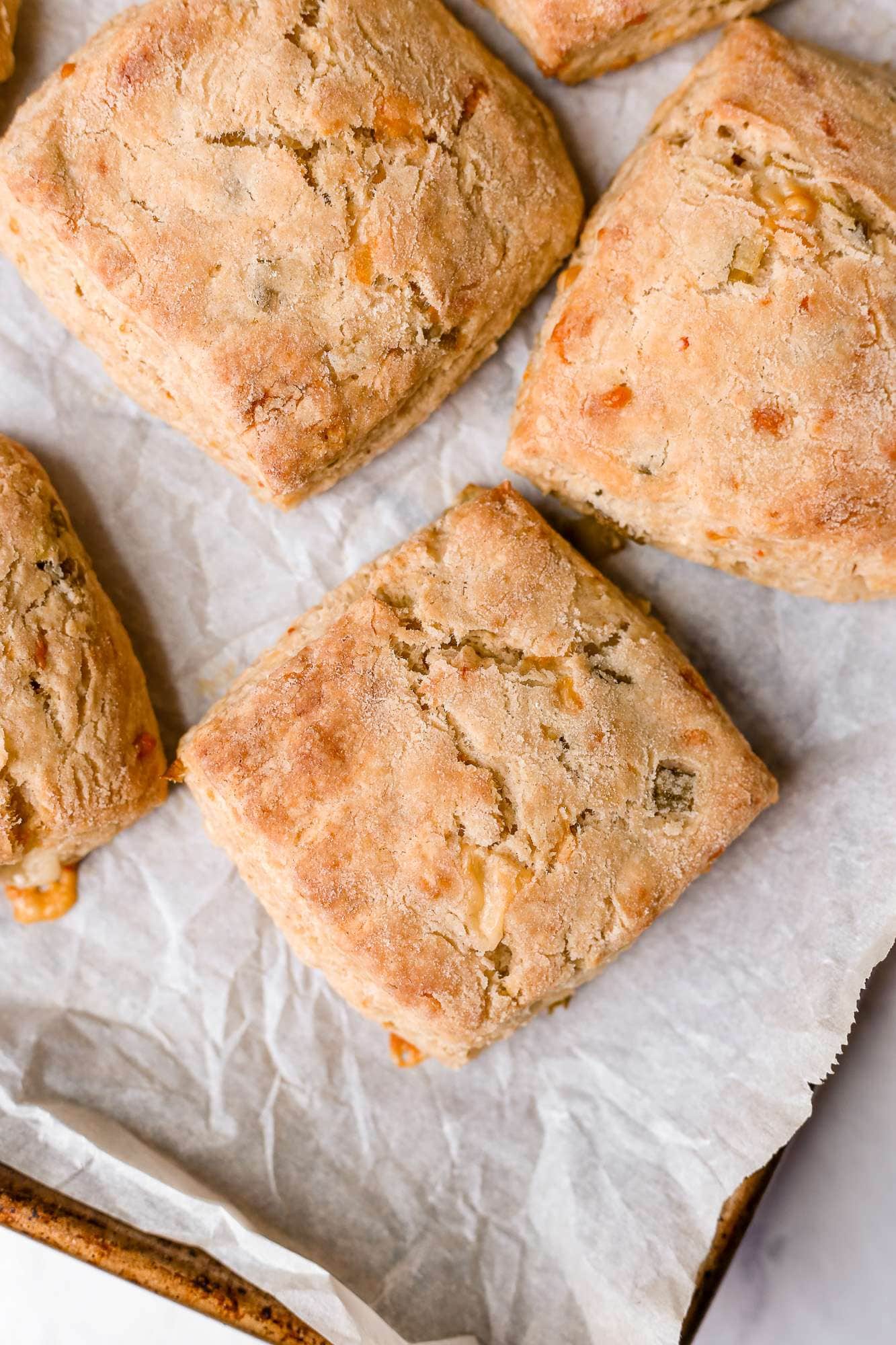 Sourdough Kimchi Cheddar Biscuits with Green Onion Kimchi