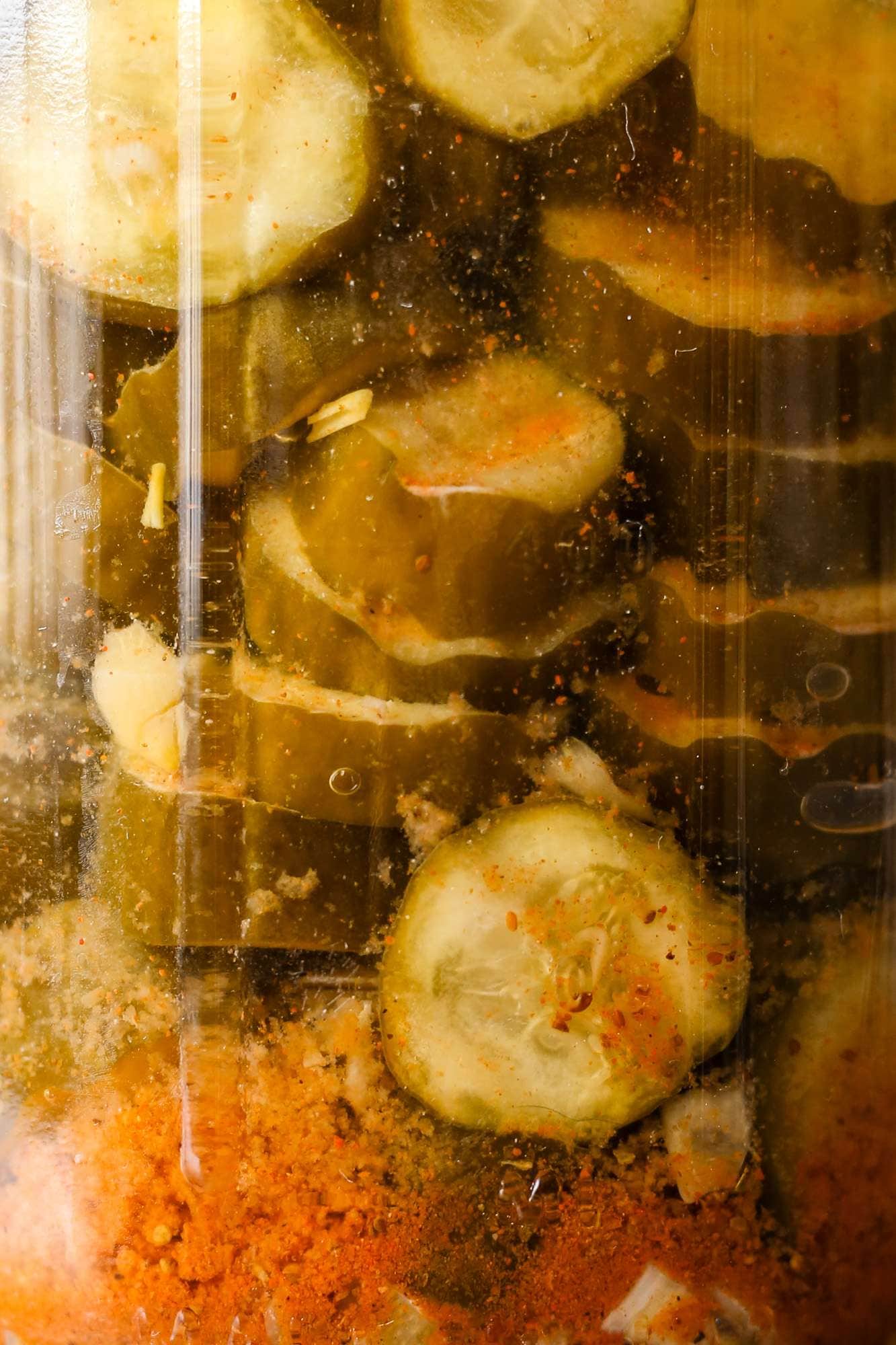Full Sour Fermented Old Bay Pickles with Crushed Garlic