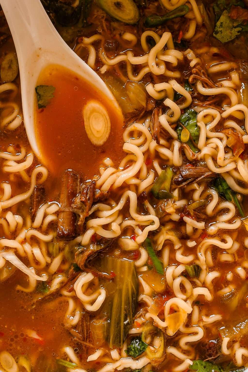 Slow Cooker Spicy Beef Ramen Made with Chuck Roast