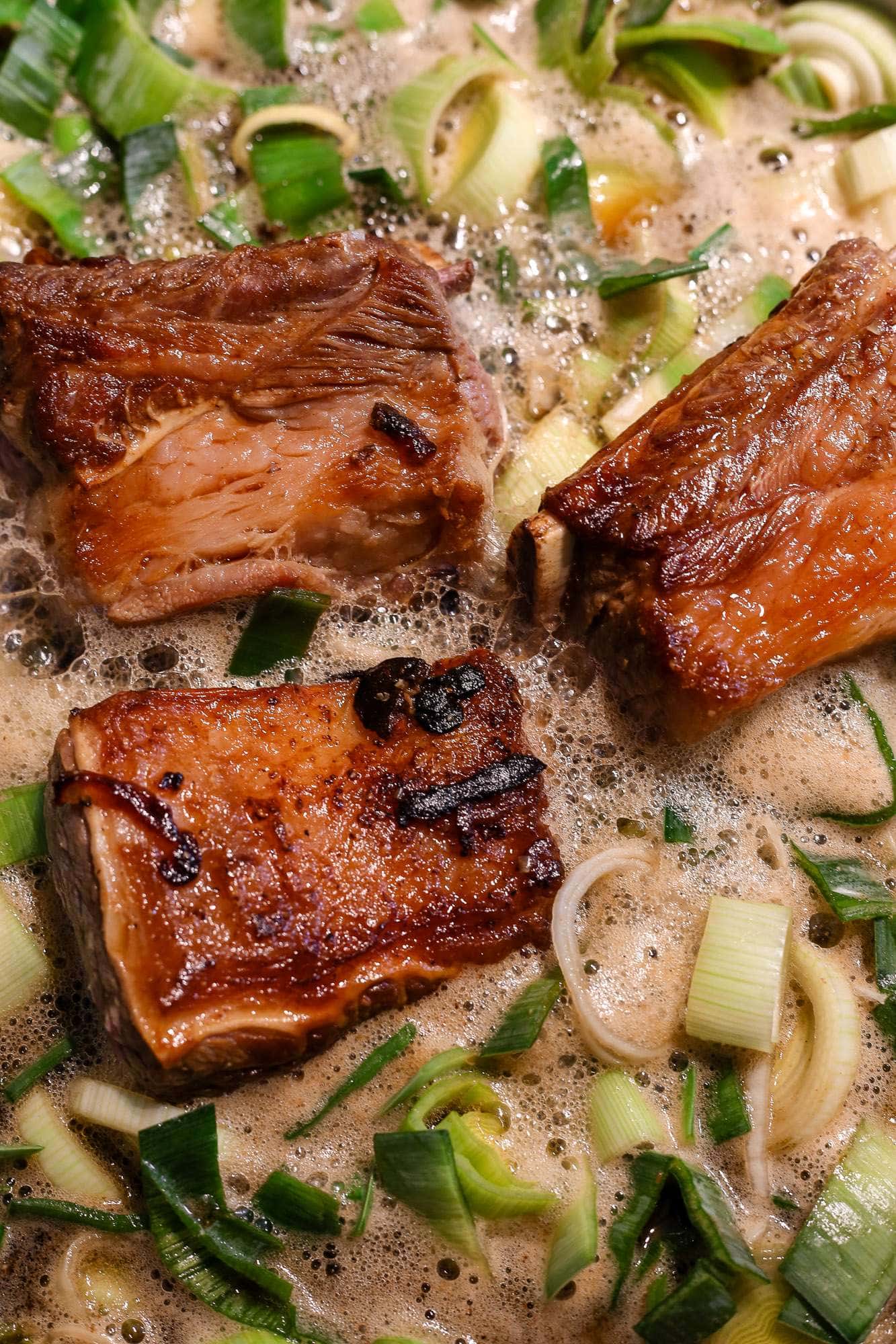 Beer Braised Short Ribs with Porter and Leeks