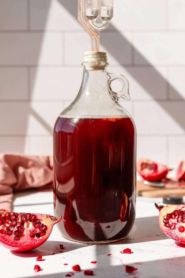 Homebrewed Pomegranate Wine with Citrus and Spices