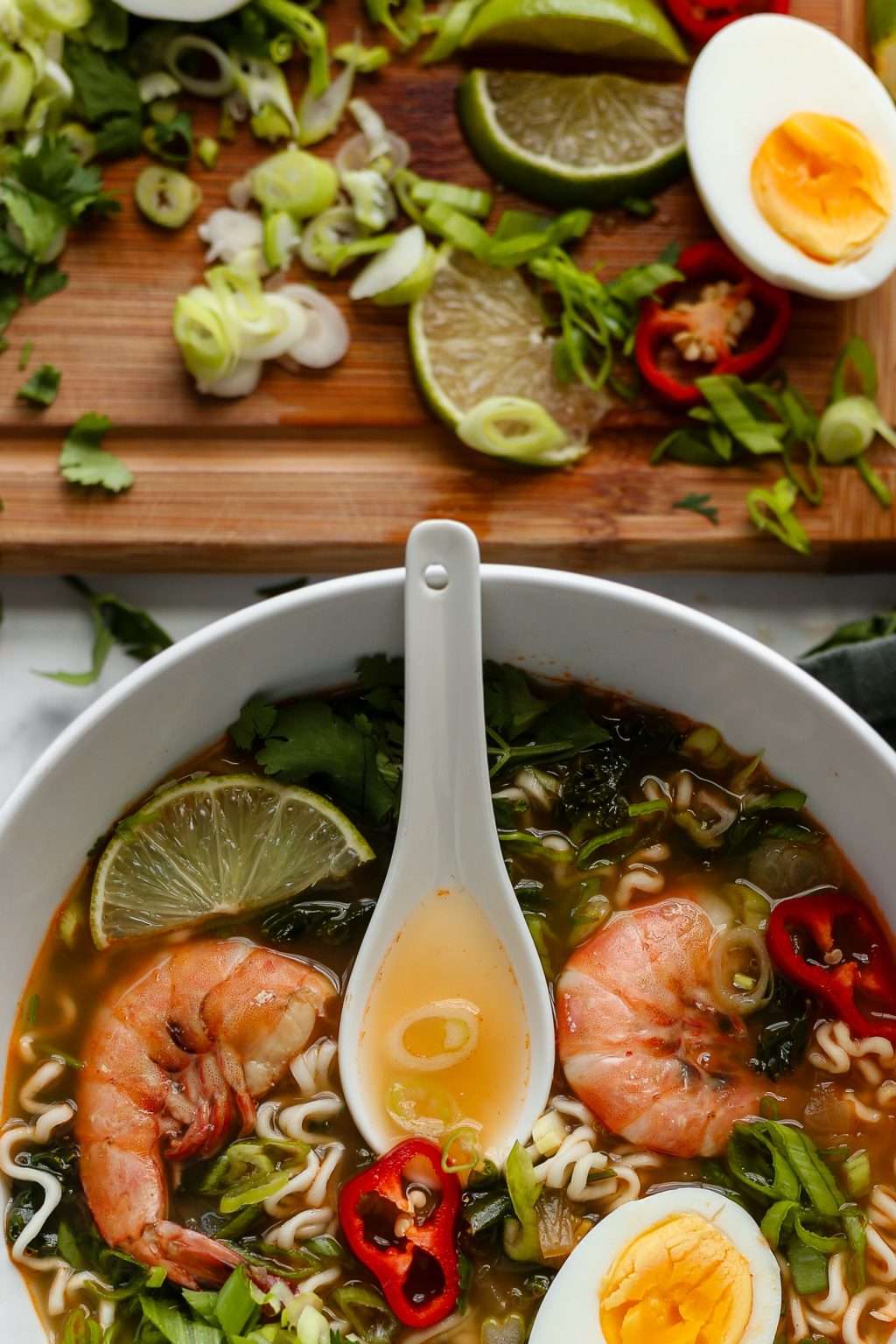 Lime Chili Shrimp Ramen with Nourishing Coconut Broth