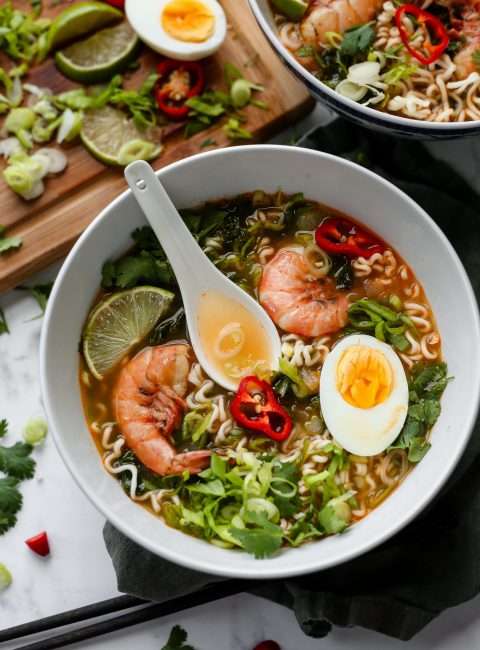 Thai Red Curry Ramen with Coconut Milk and Cilantro