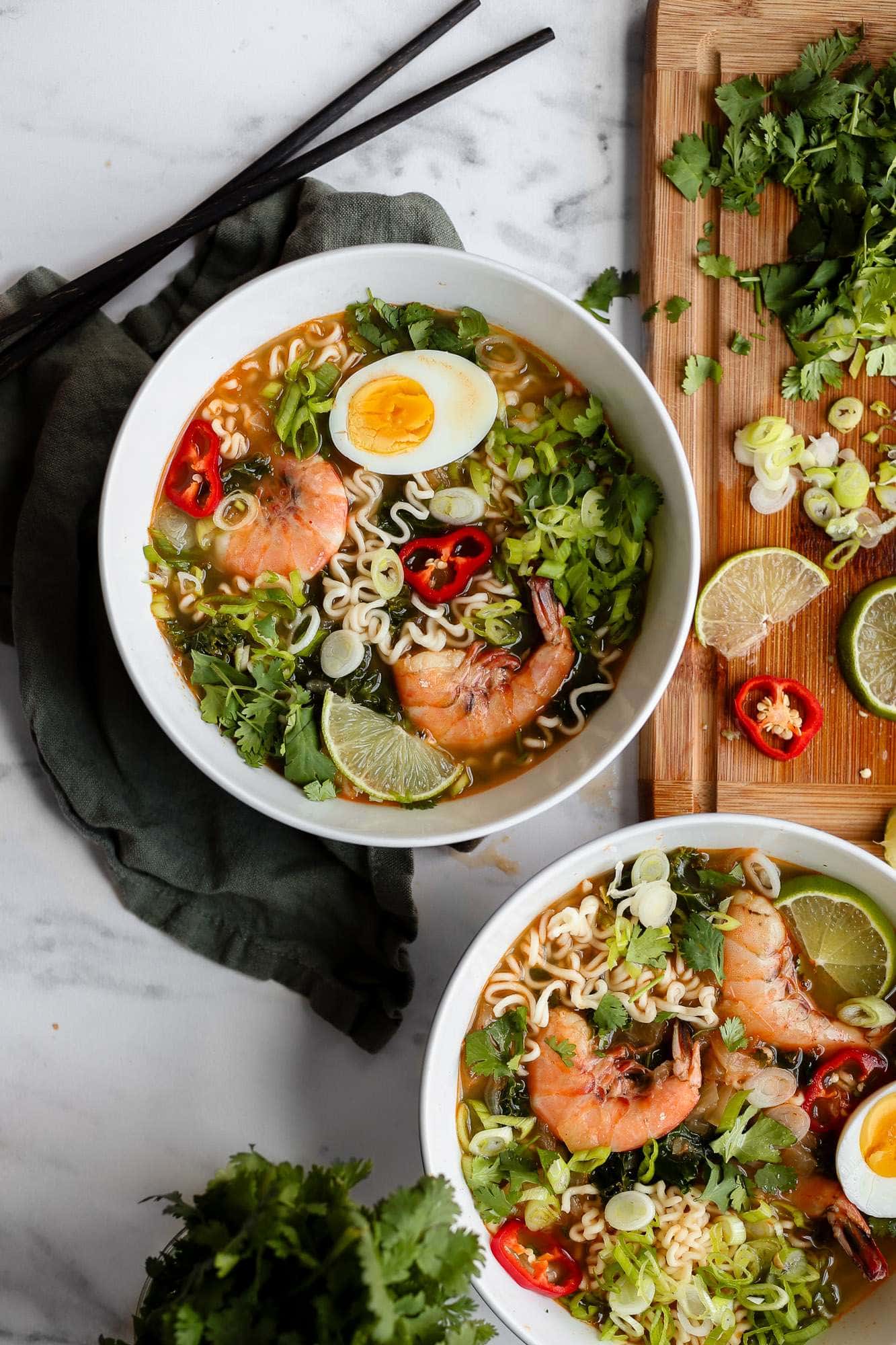 Lime Chili Shrimp Ramen with Nourishing Coconut Broth