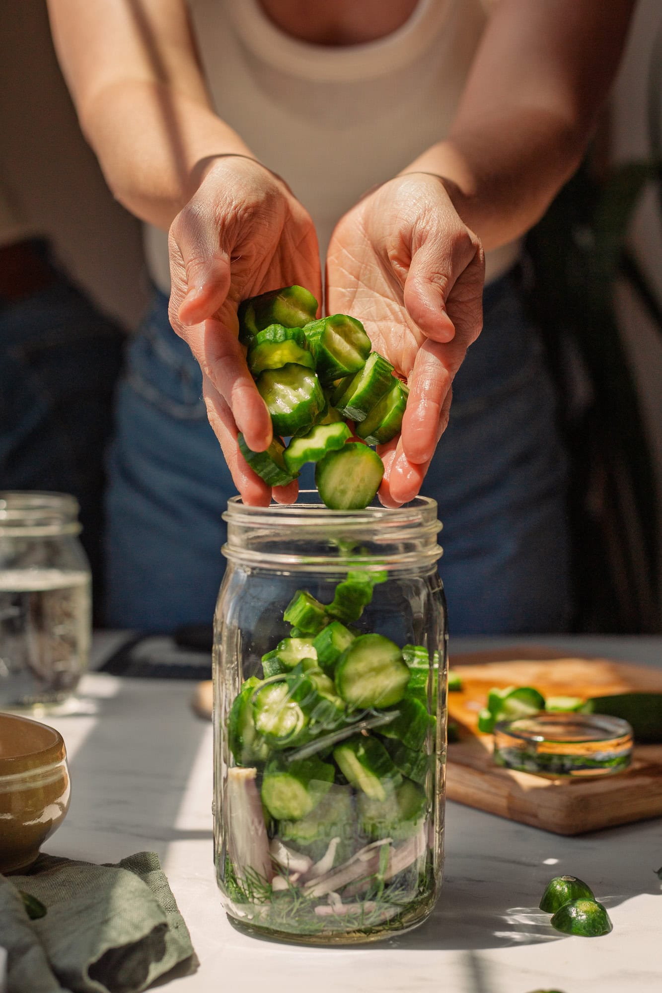 Fermented Honey Mustard Pickles with Shallots and Dill