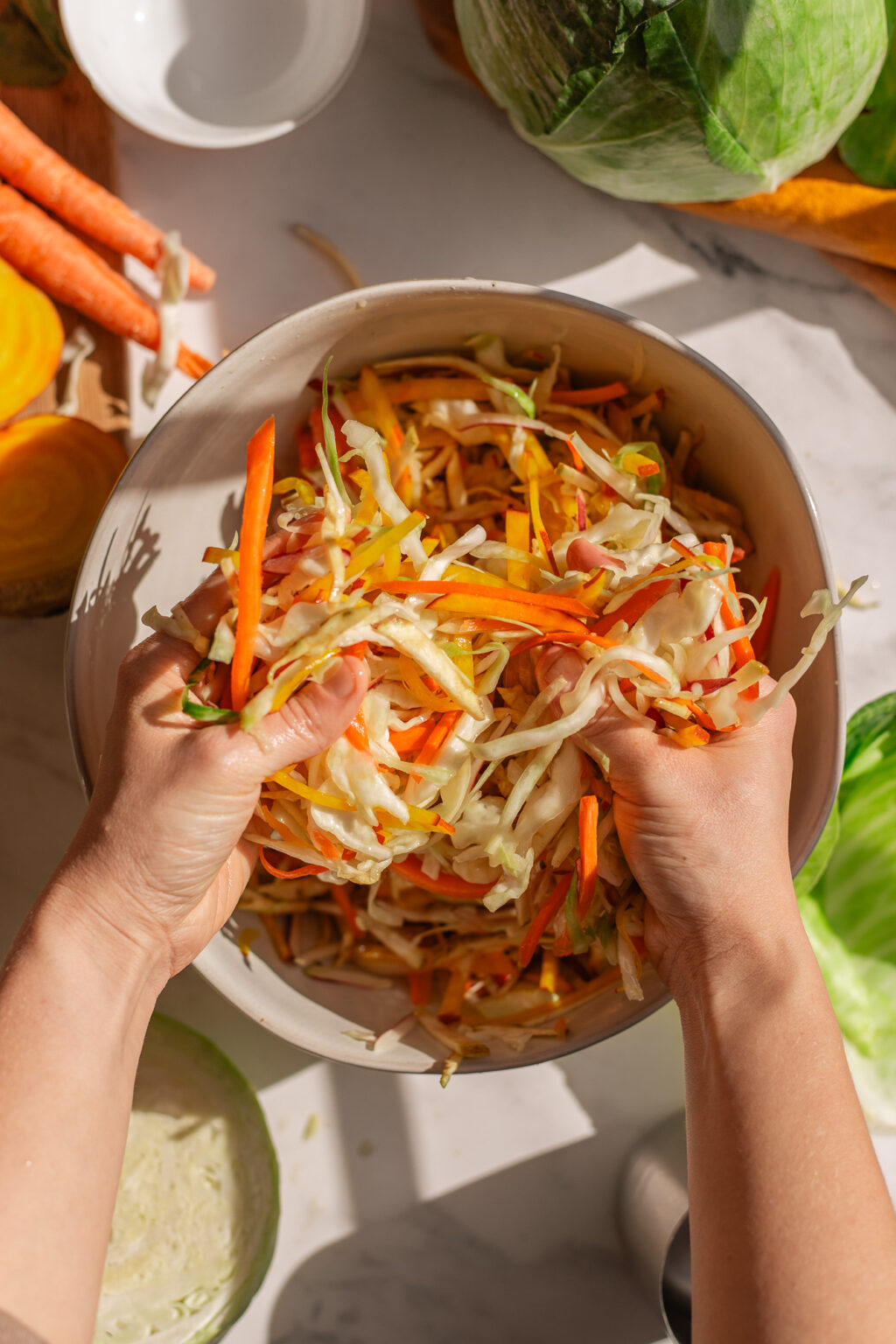 Root Vegetable Sauerkraut with Radish, Beets, and Celeriac